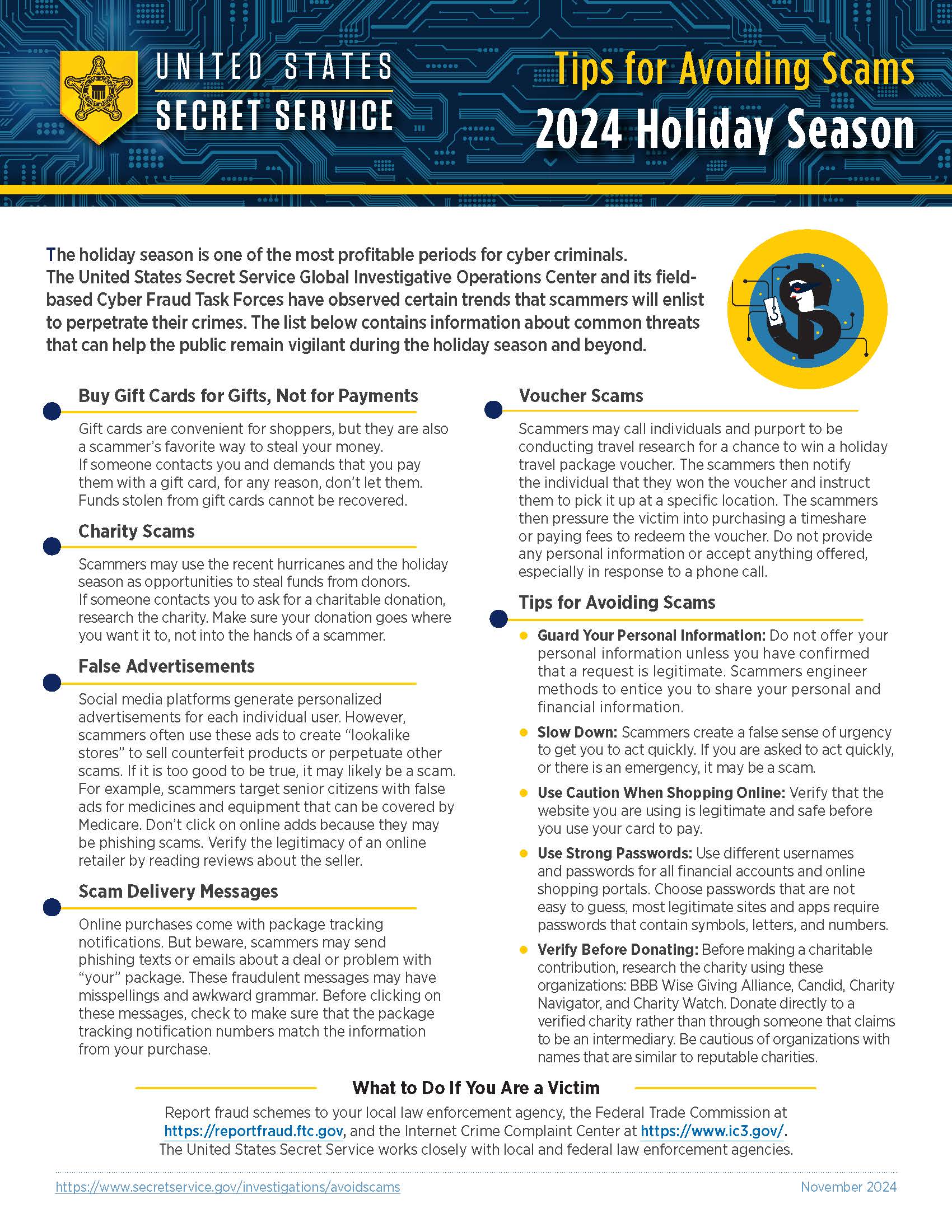 Public Alerts - 2024 - Tips for Avoiding Holiday Scams - Sheriff